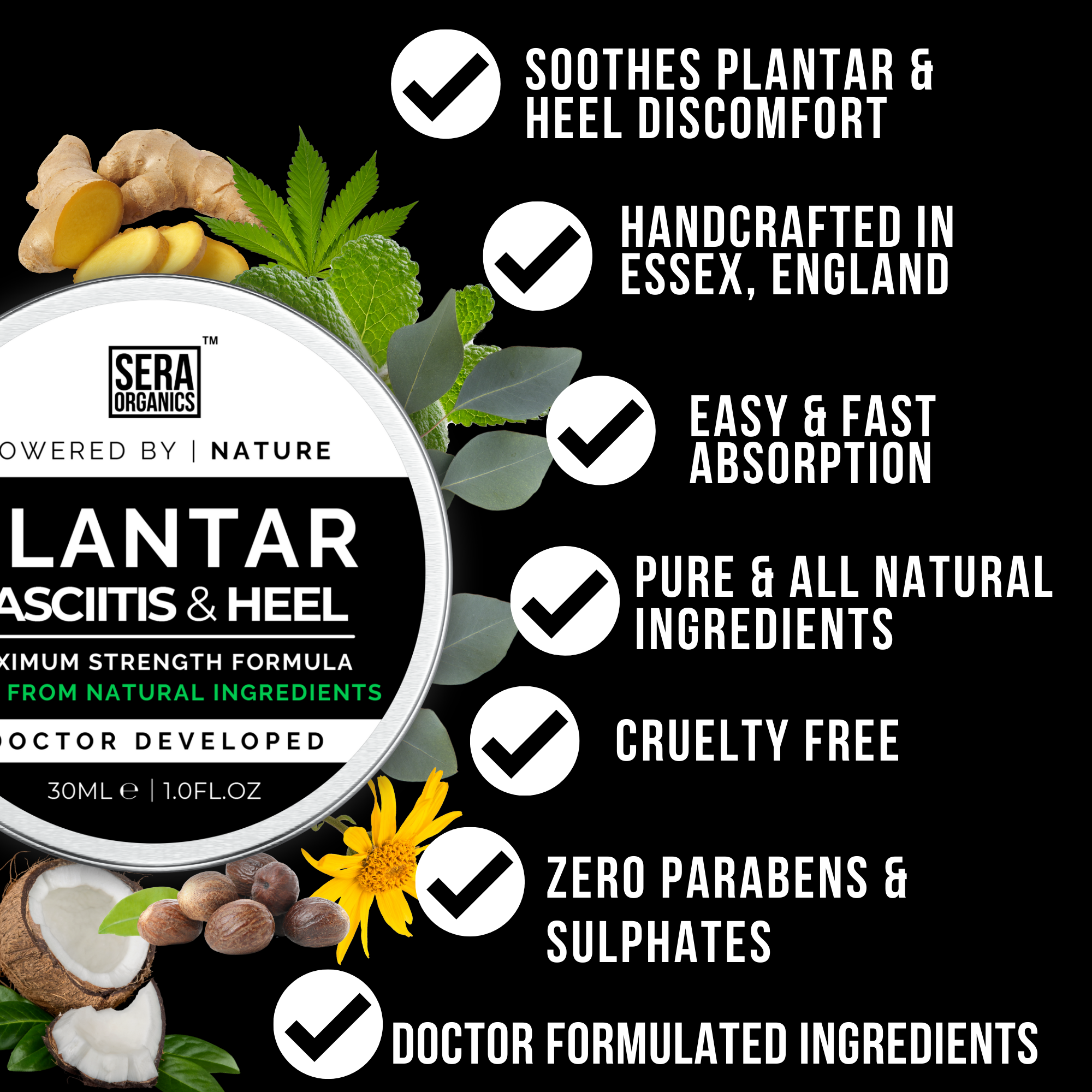 Plantar Fasciitis Cream, Natural Heel & Foot Comfort By Sera Organics